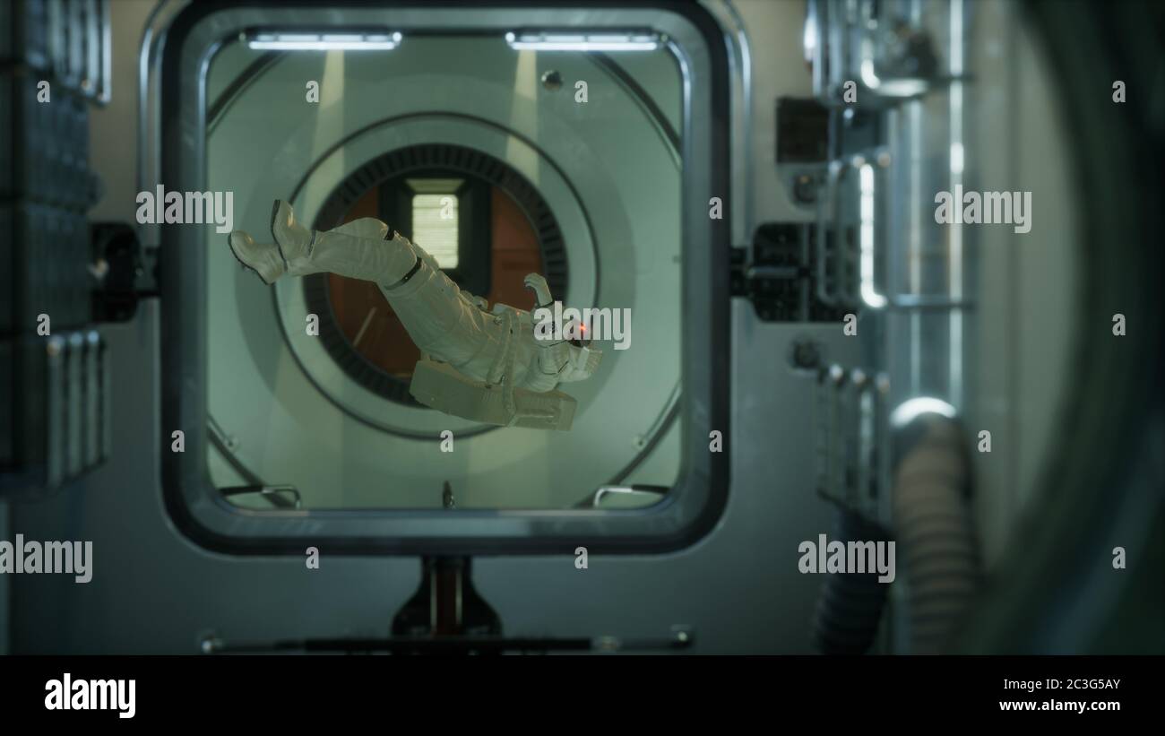 astronaut inside the orbital space station Stock Photo - Alamy