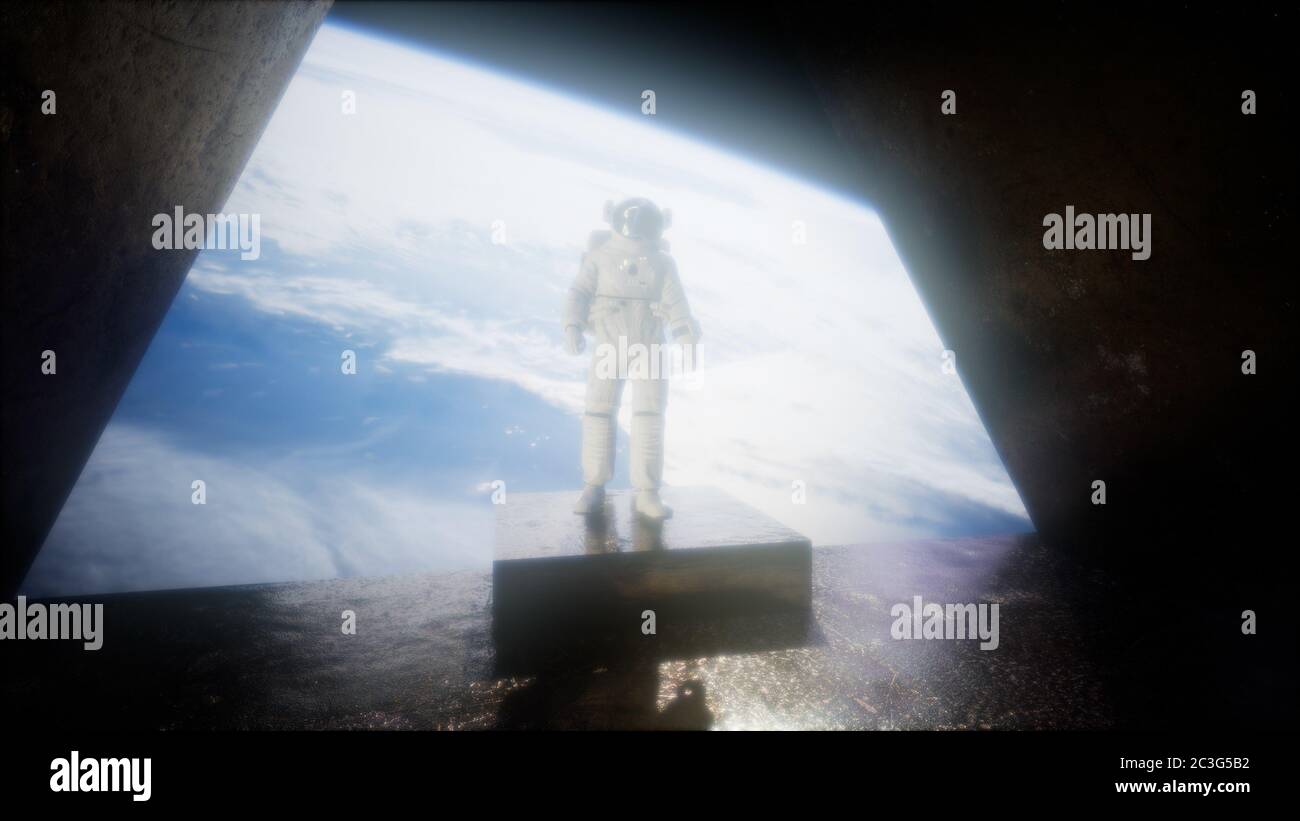 astronaut on the space observatory station near Earth Stock Photo - Alamy