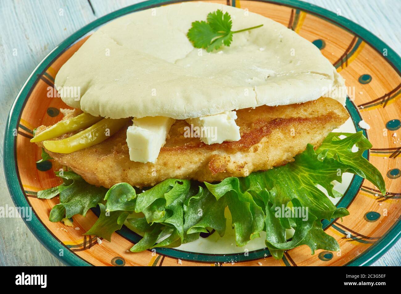 Chicken Schnitzel Pita Stock Photo - Alamy