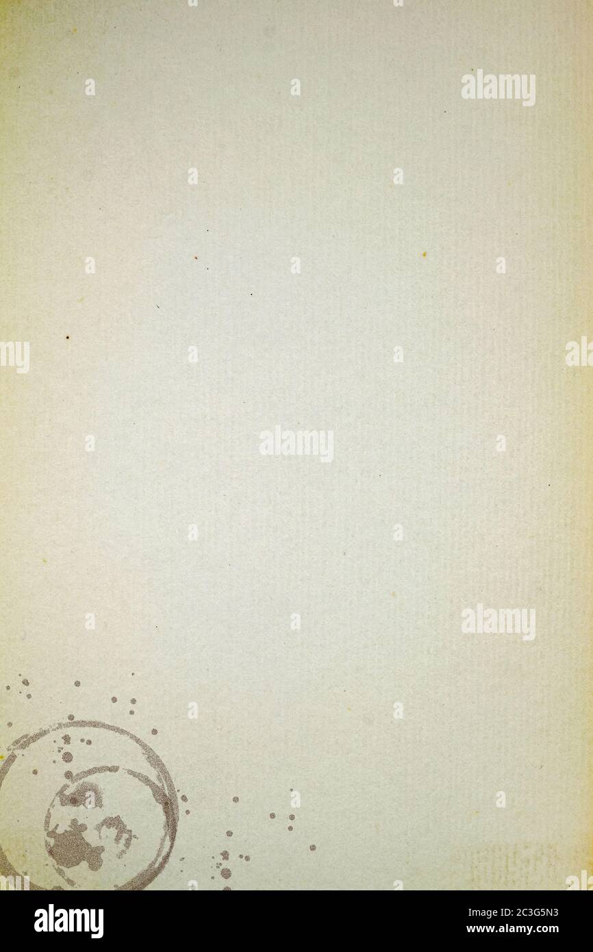 Sheet of paper with coffee ring stains and smudges Stock Photo - Alamy