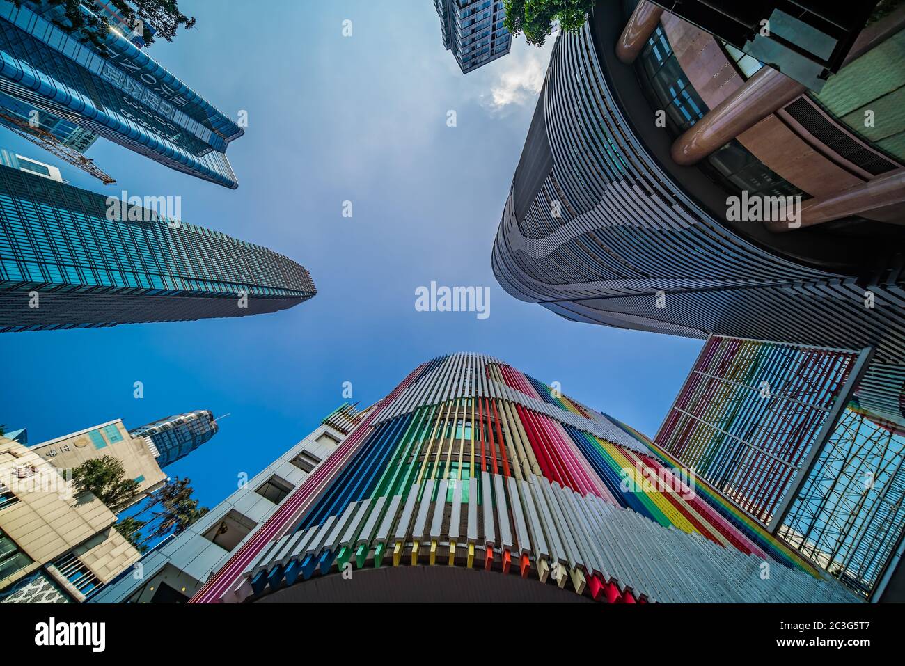Modern commercial bank buildings and shopping centre in Chongqing Stock ...