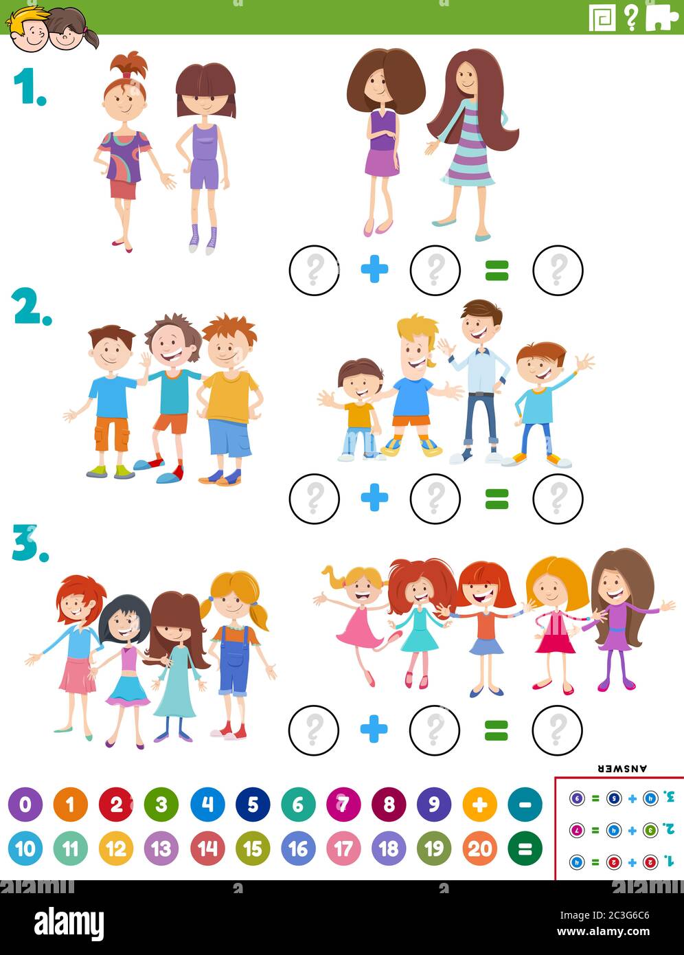 maths addition educational task with children Stock Photo - Alamy