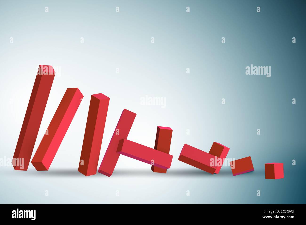 Collapsing bar charts in crisis - 3d rendering Stock Photo - Alamy