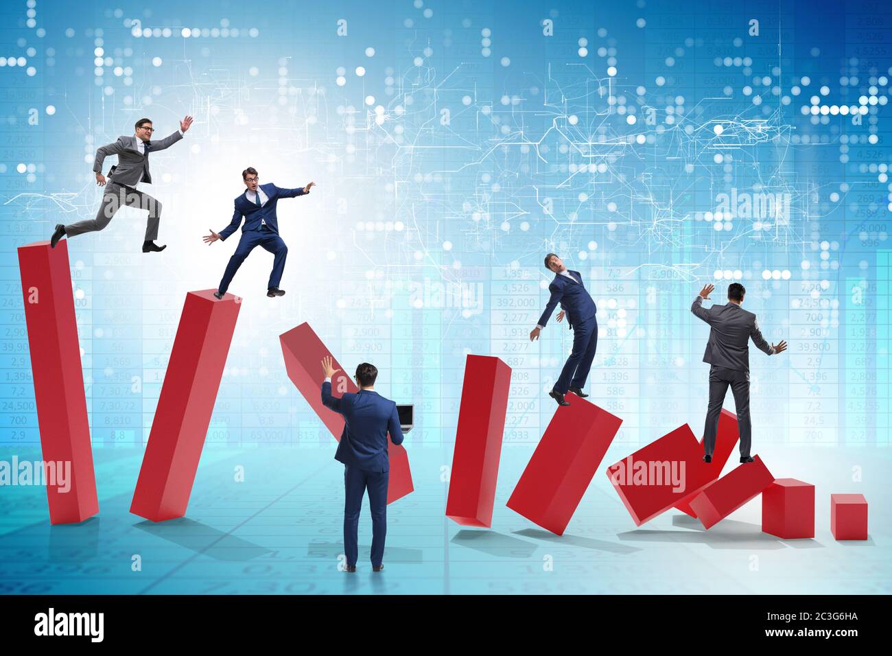 Business people in a collapsing economy concept Stock Photo - Alamy