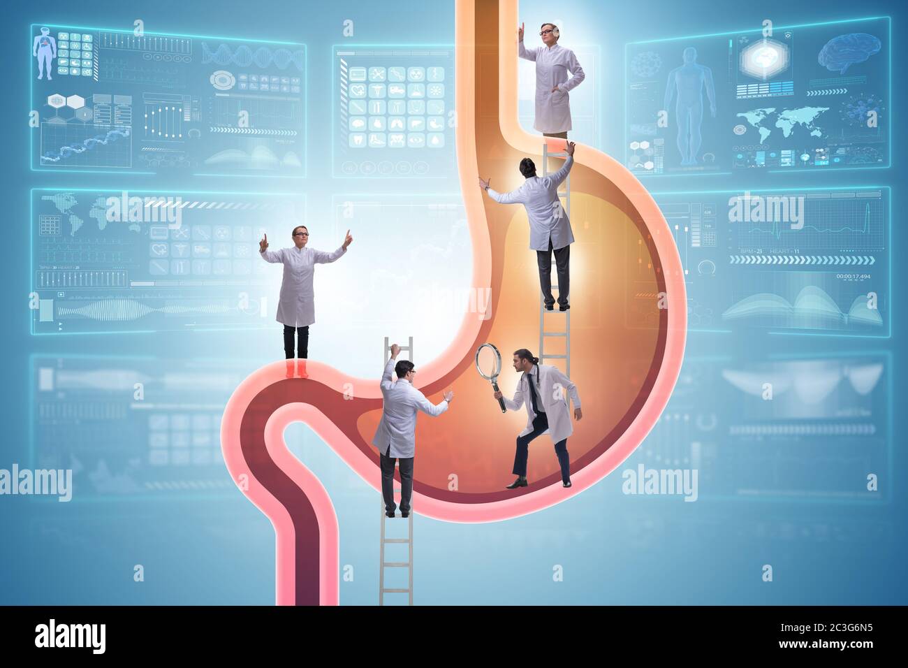 Doctors examining stomach in medical concept Stock Photo - Alamy