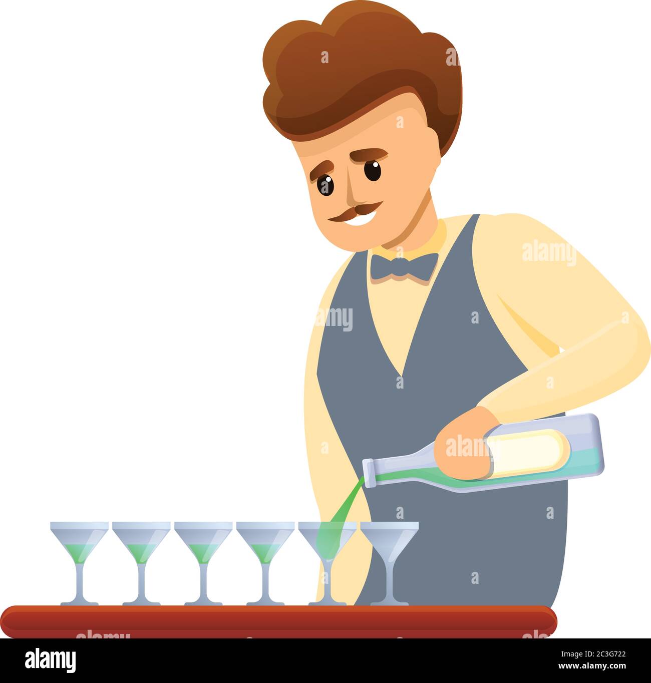 Bartender pours icon. Cartoon of bartender pours vector icon for web ...