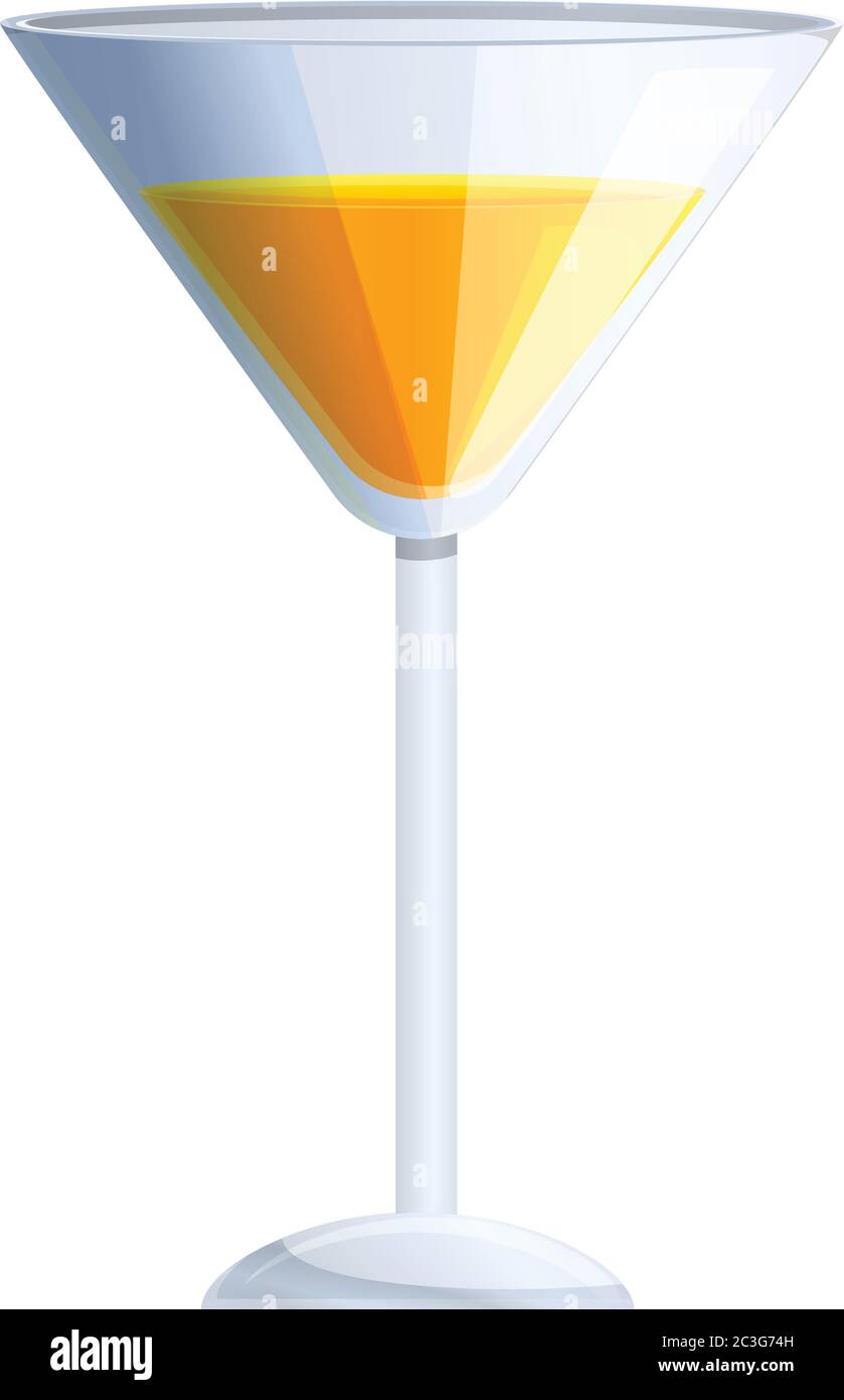 Yellow cocktail glass icon. Cartoon of yellow cocktail glass vector ...