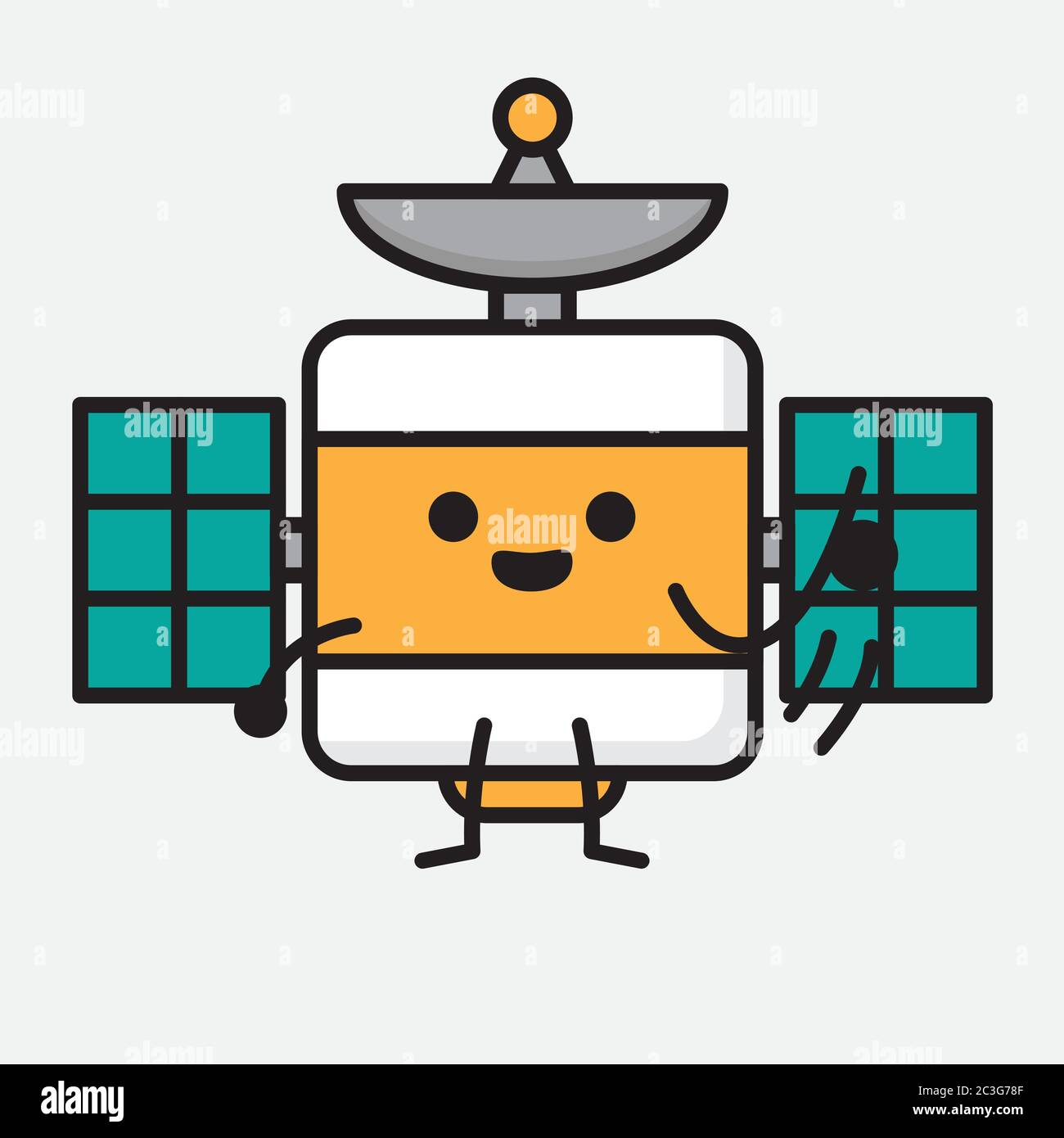 An illustration of Cute Satellite Antenna Mascot Vector Character in ...