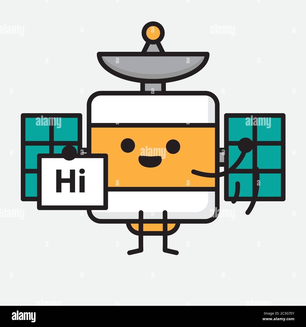 An illustration of Cute Satellite Antenna Mascot Vector Character in ...