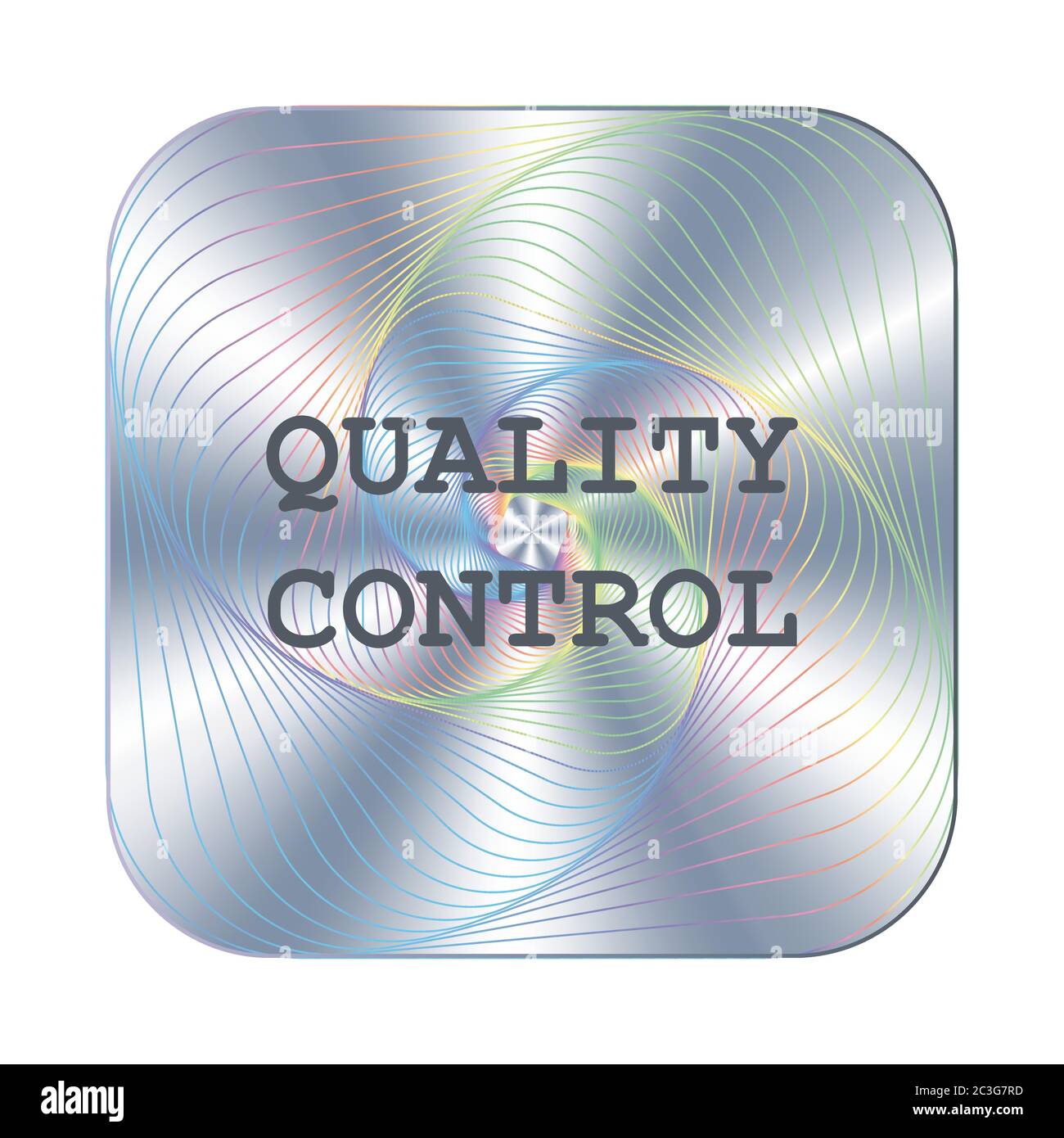 Quality control square hologram realistic sticker. Vector element for ...