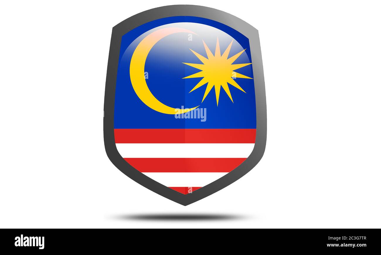 Malaysia country flag shield icon, 3d rendering Stock Photo - Alamy