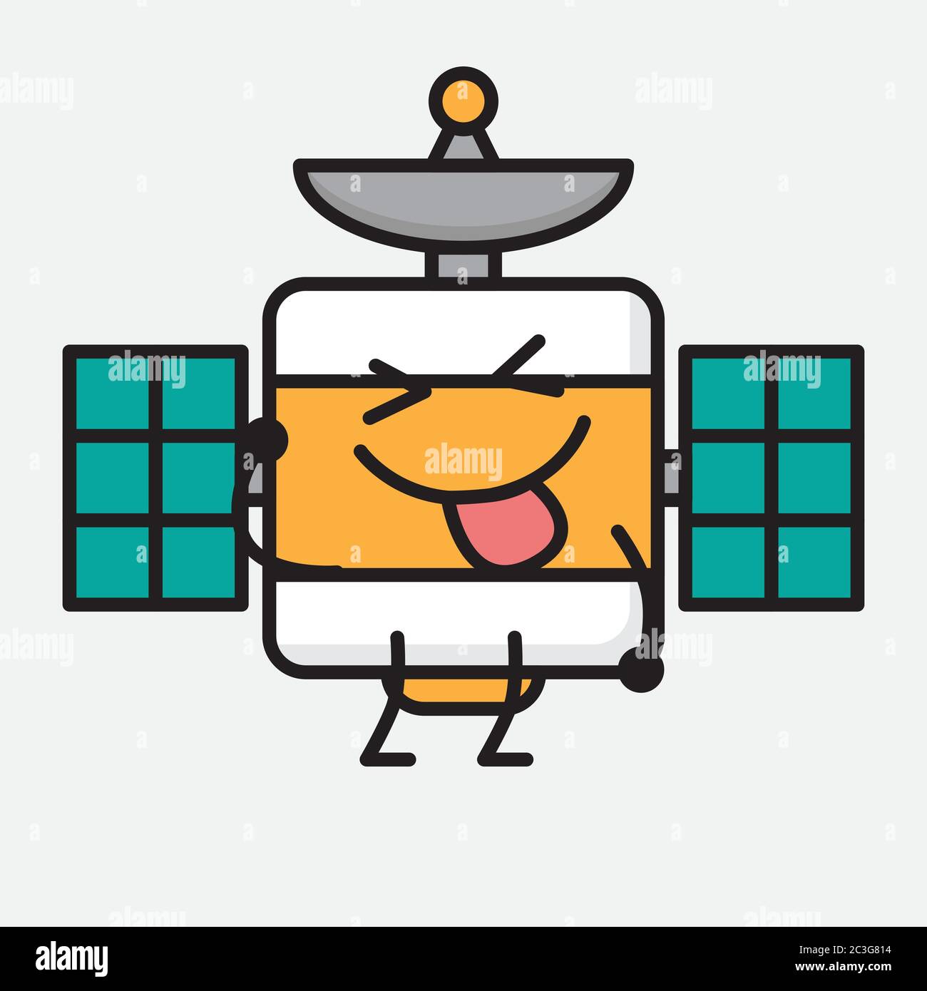 An illustration of Cute Satellite Antenna Mascot Vector Character in ...