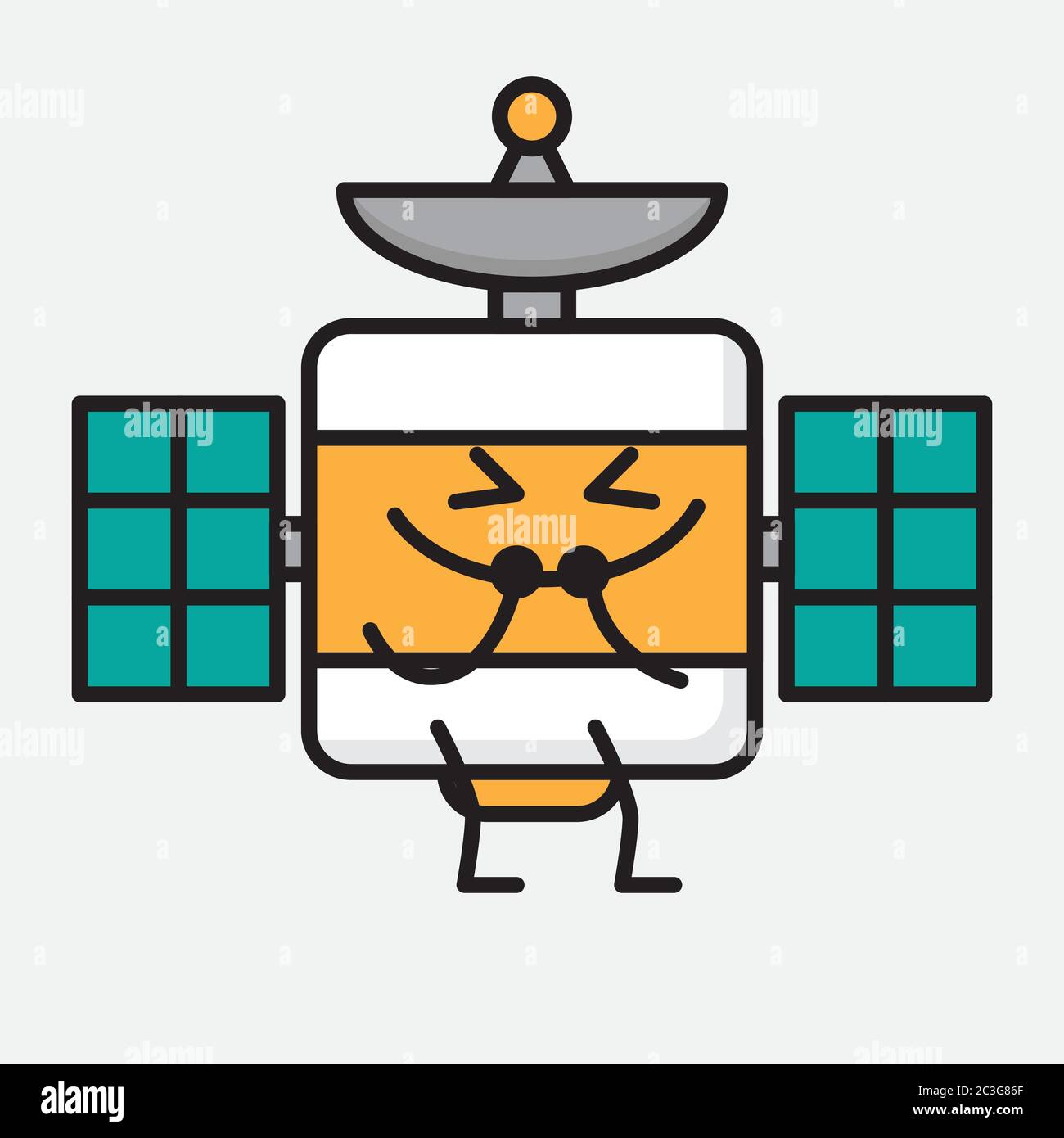 An illustration of Cute Satellite Antenna Mascot Vector Character in ...
