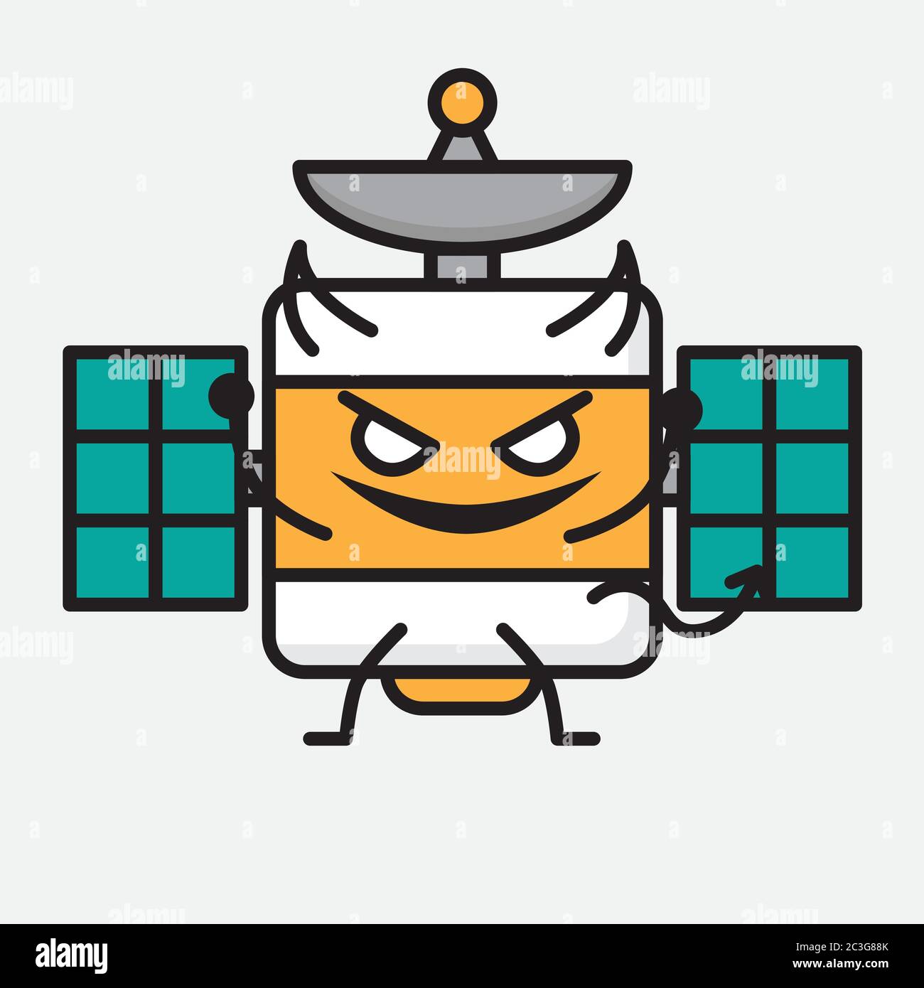 An illustration of Cute Satellite Antenna Mascot Vector Character in ...