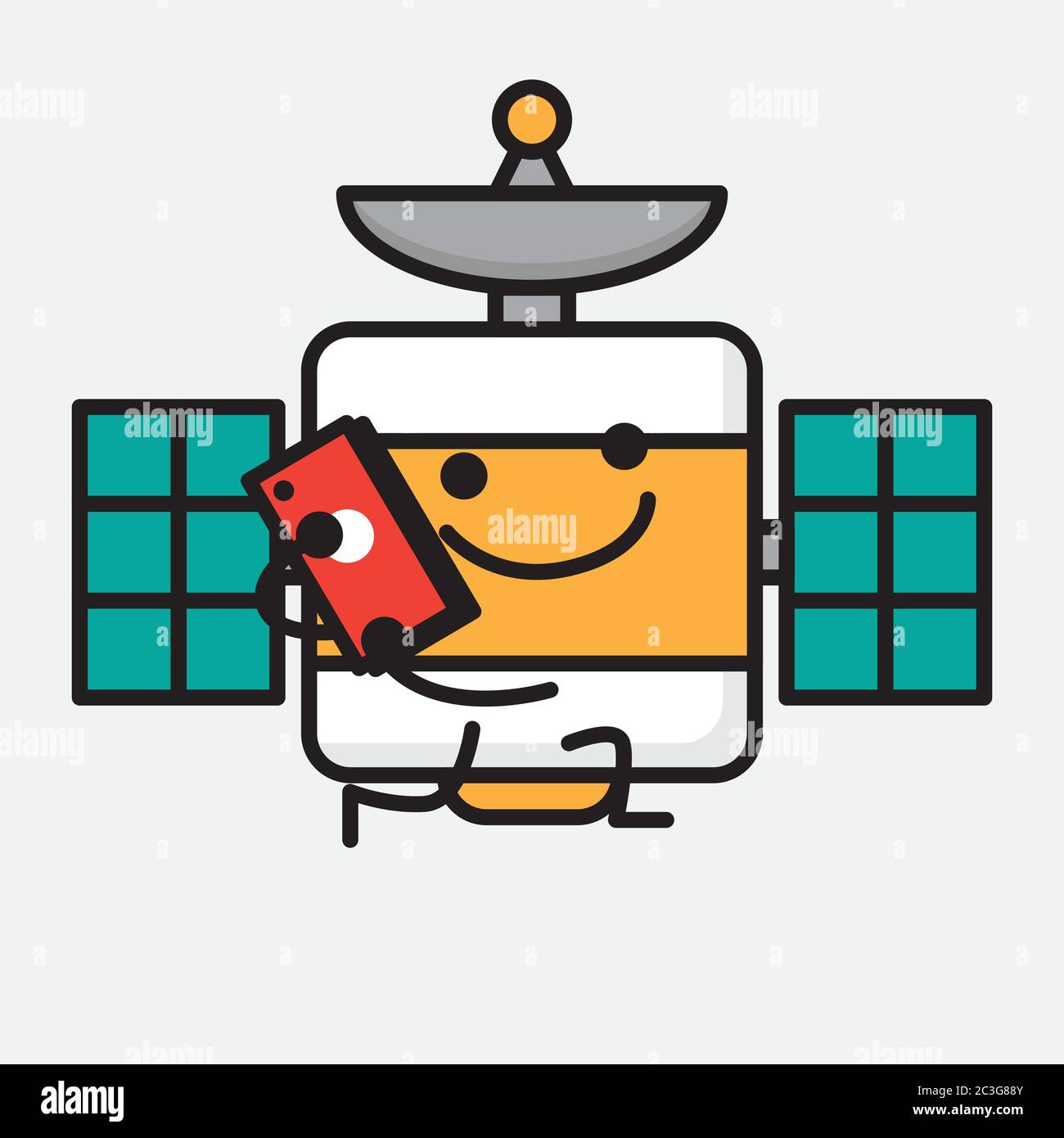 An illustration of Cute Satellite Antenna Mascot Vector Character in ...
