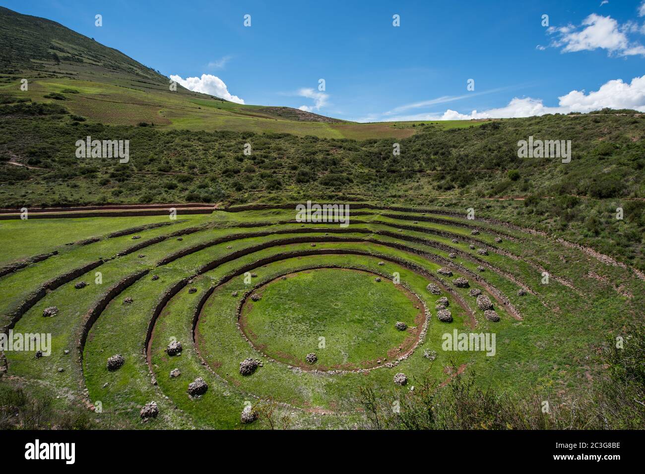 Concentric terraces Inca period Moray Urubamba valley Peru Stock Photo ...