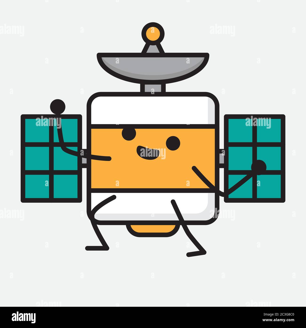 An illustration of Cute Satellite Antenna Mascot Vector Character in ...