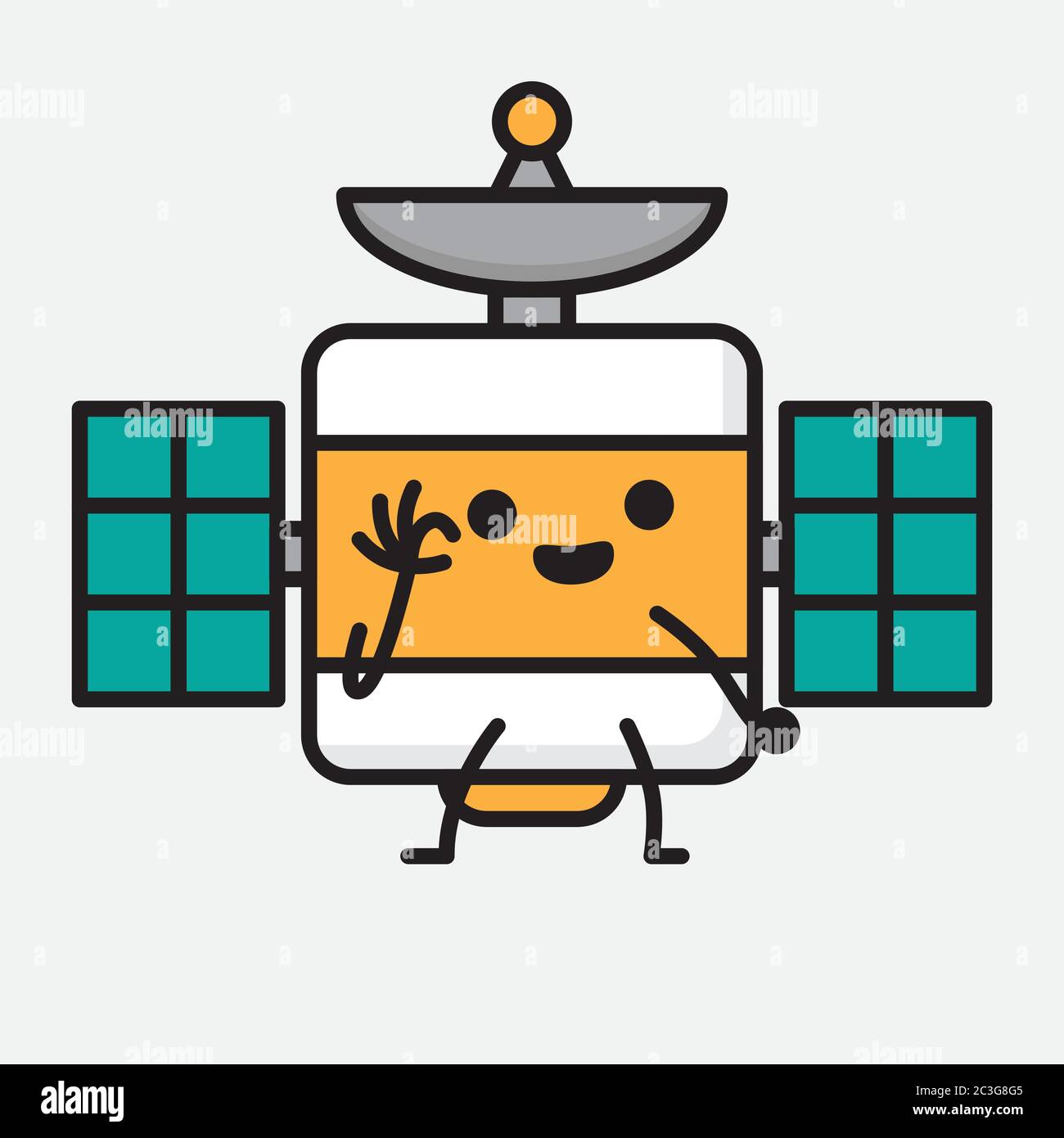 An illustration of Cute Satellite Antenna Mascot Vector Character in ...