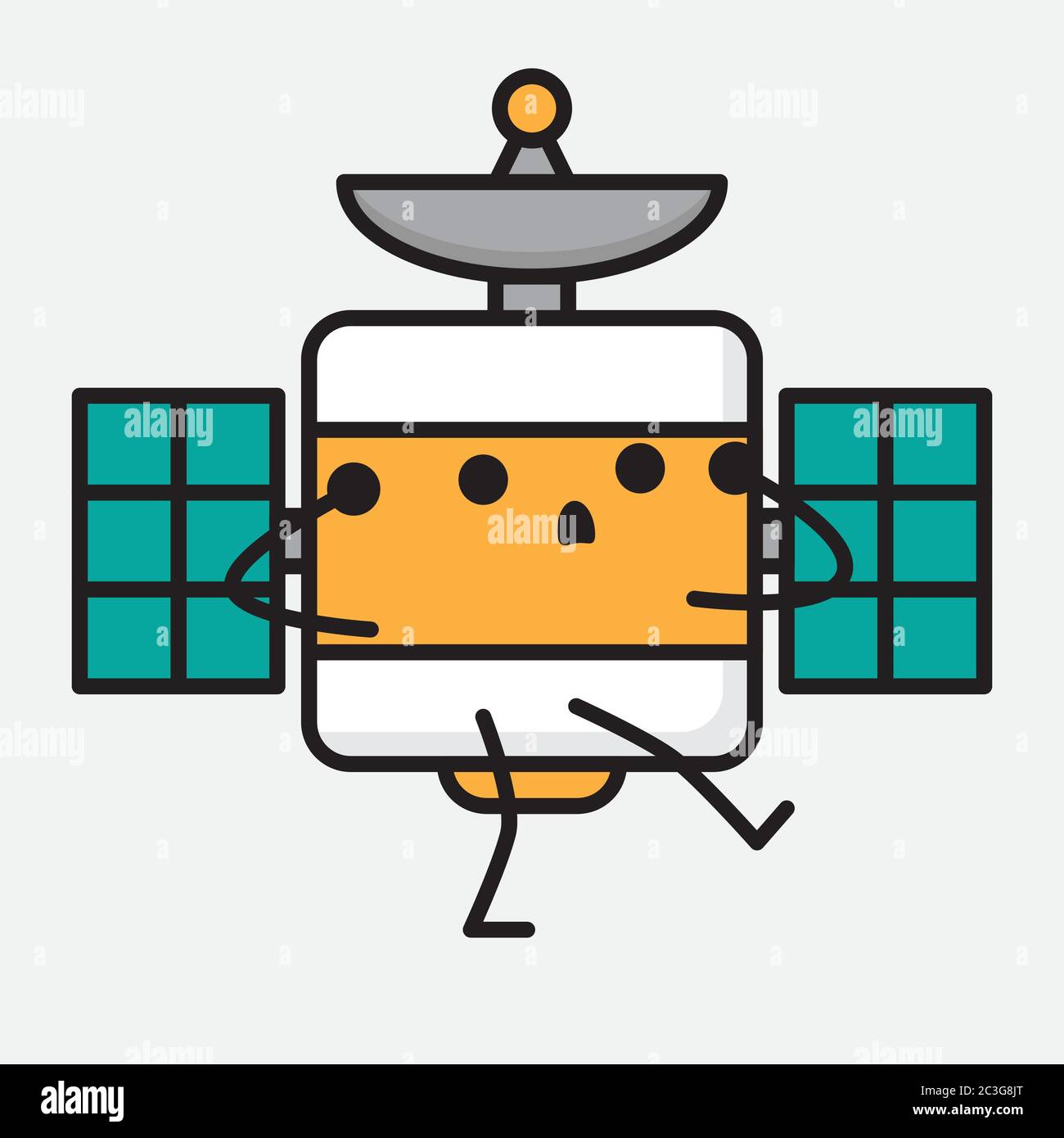 An illustration of Cute Satellite Antenna Mascot Vector Character in ...
