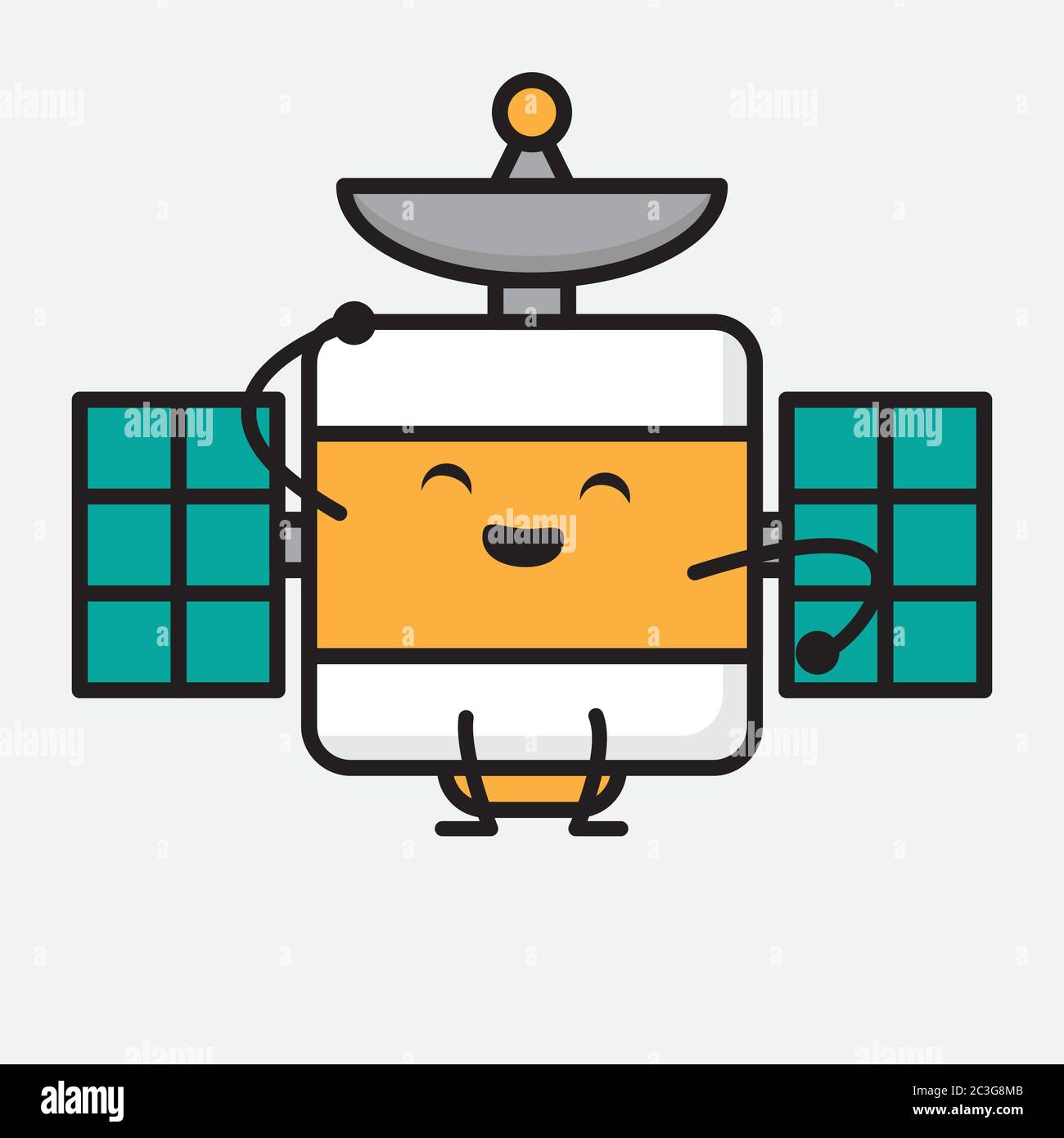 An illustration of Cute Satellite Antenna Mascot Vector Character in ...