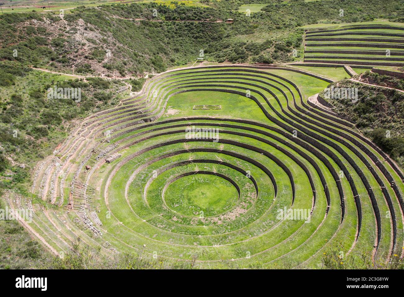 Concentric terraces Inca period Moray Urubamba valley Peru Stock Photo ...