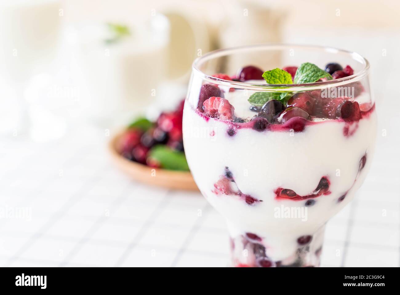 yogurt with mixed berries Stock Photo - Alamy