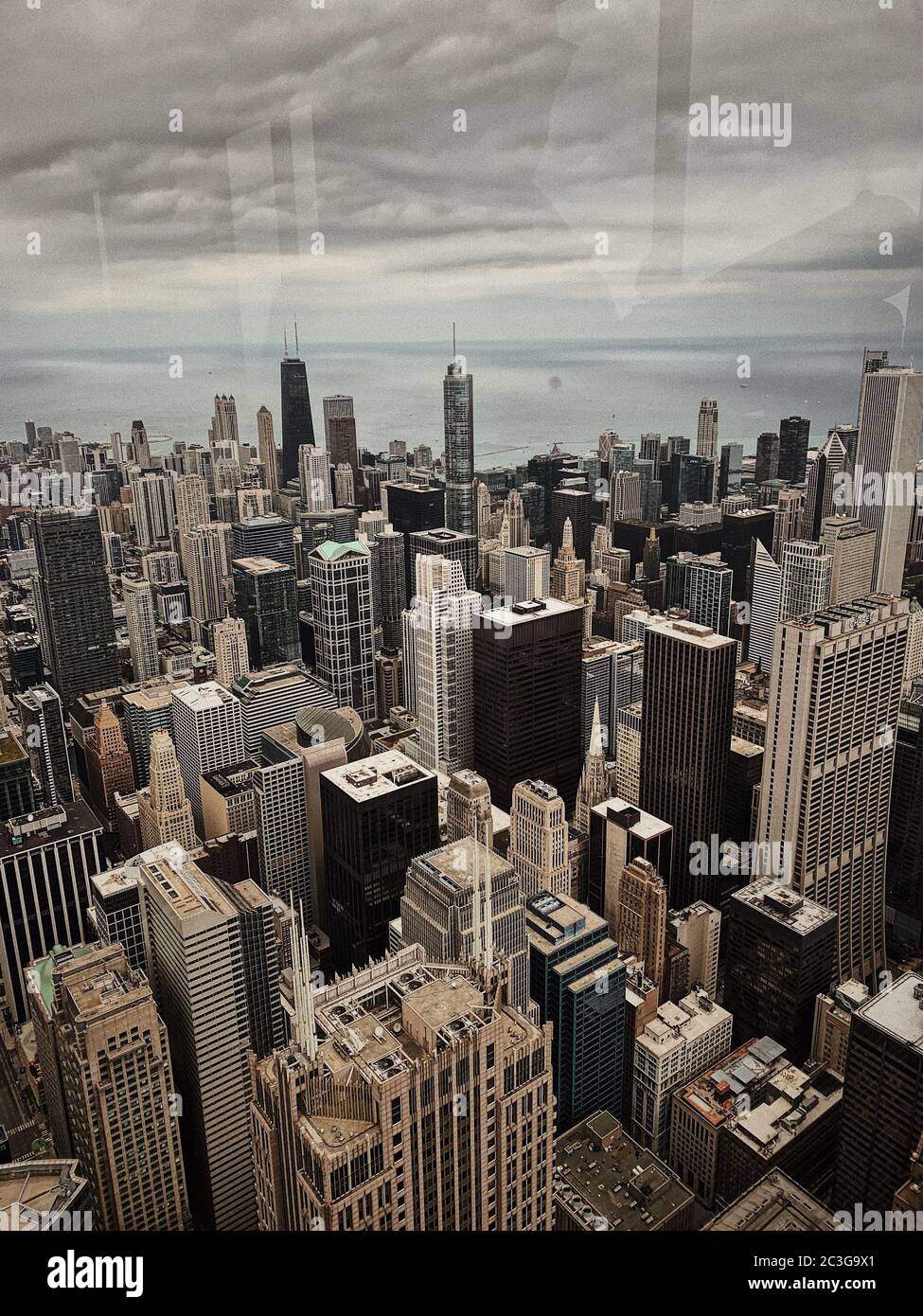 Birds-eye view to skyscrapers in Chicago, Illinois, USA Stock Photo - Alamy