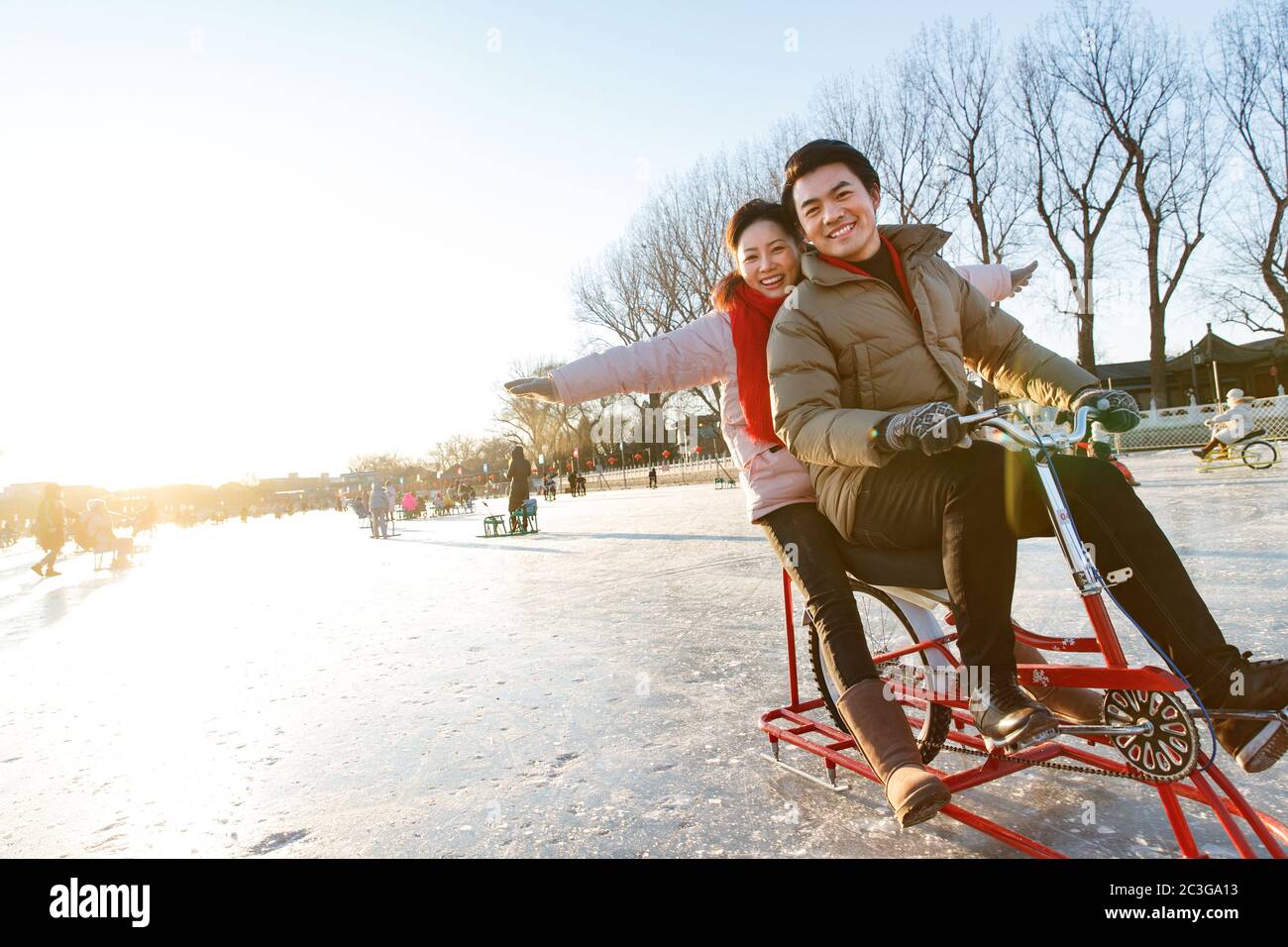 Romantic couples in the skating rink Stock Photo - Alamy