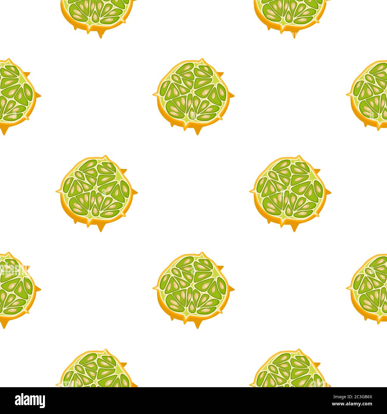 Illustration on theme big colored seamless kiwano, bright fruit pattern ...