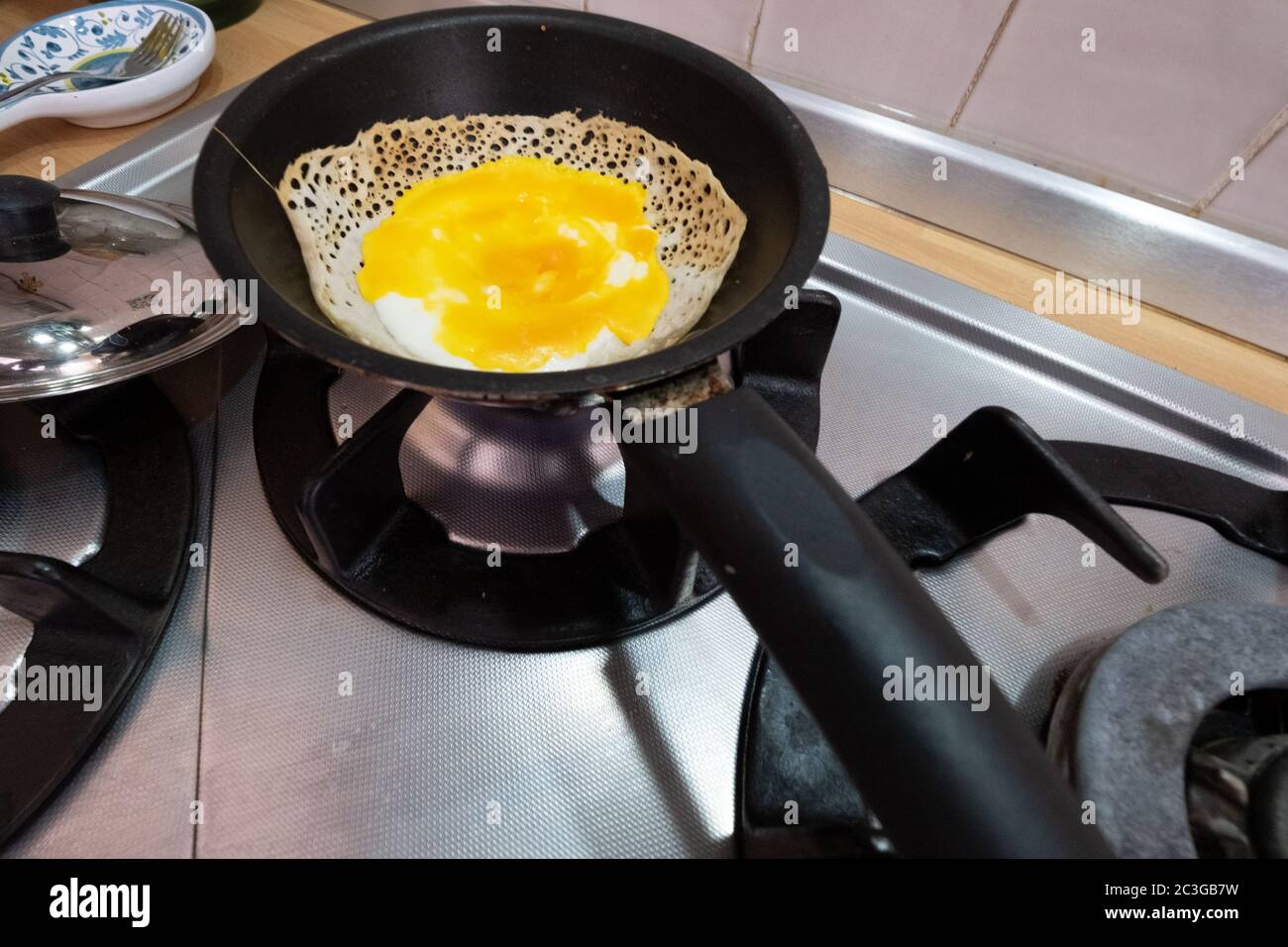 breakfast with homemade sri lankan egg hopper, bittara aappa Stock ...