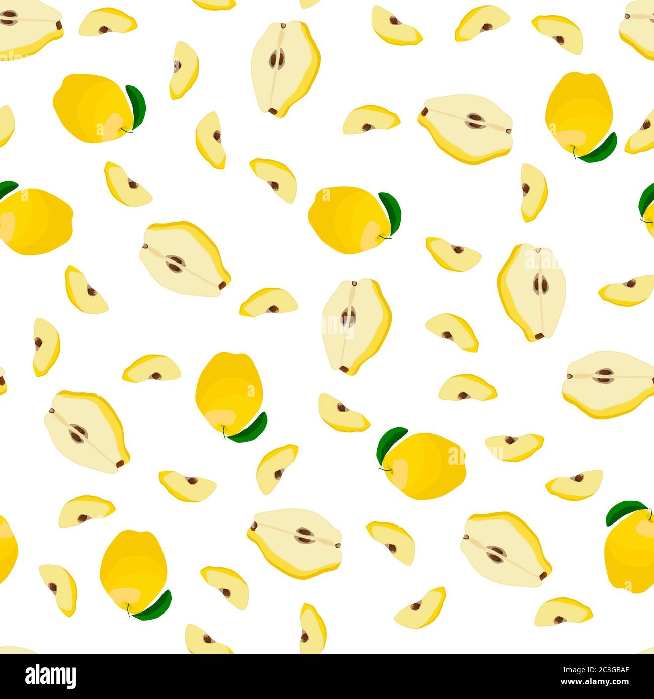 Illustration on theme big colored seamless quince, bright fruit pattern ...