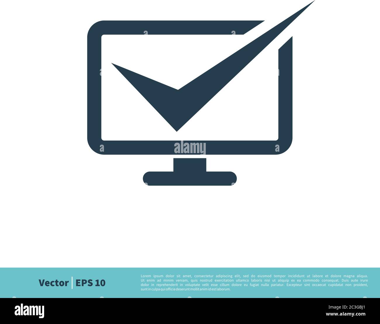 Flat Screen Television, Check Mark and Monitor icon Vector Logo ...