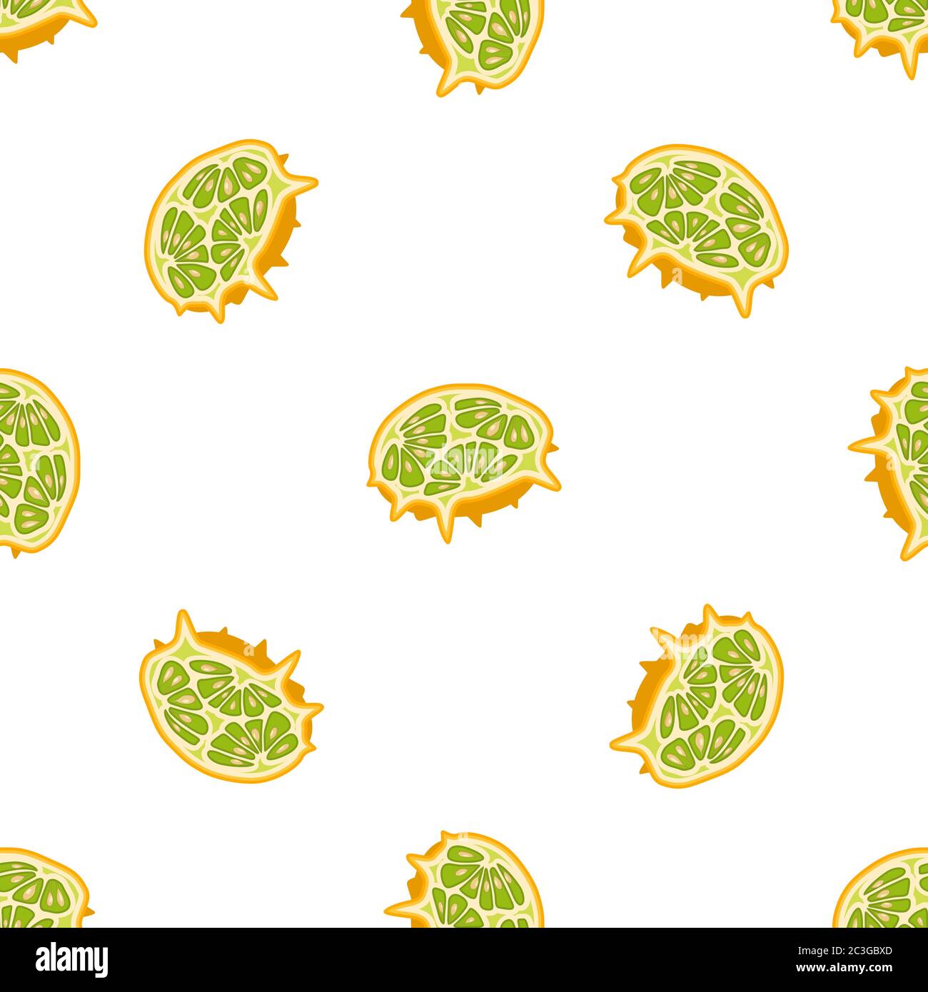 Illustration on theme big colored seamless kiwano, bright fruit pattern ...