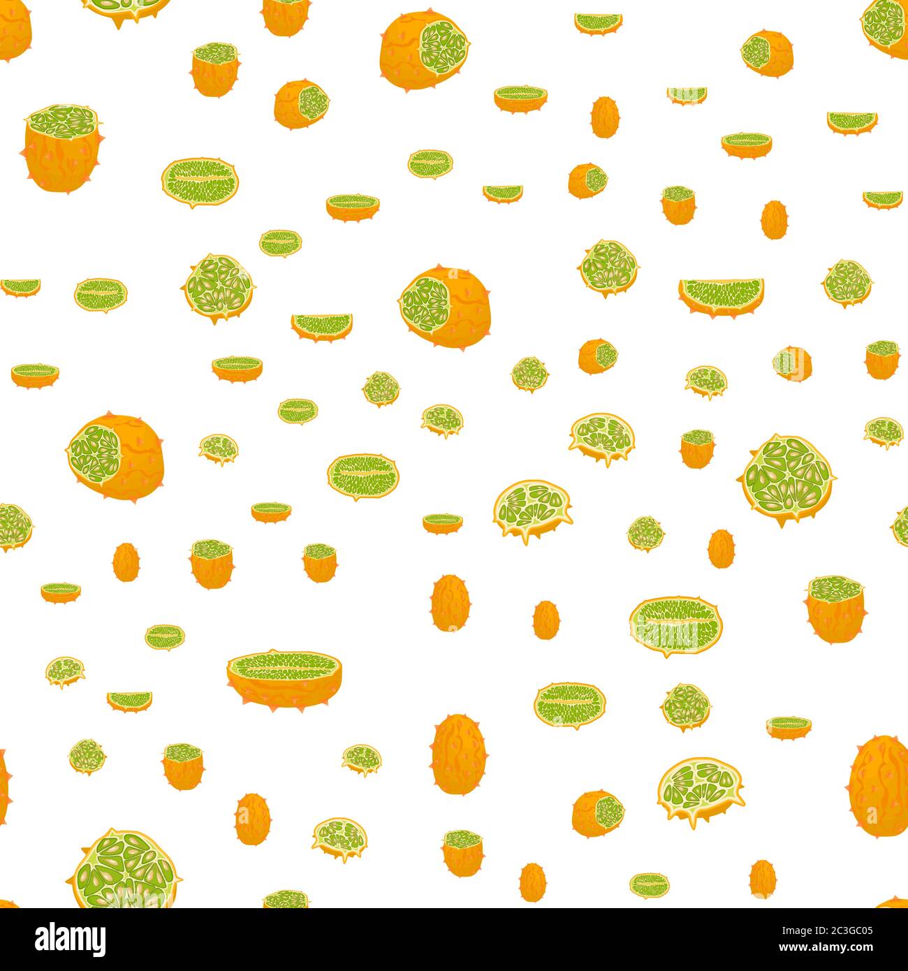 Illustration on theme big colored seamless kiwano, bright fruit pattern ...