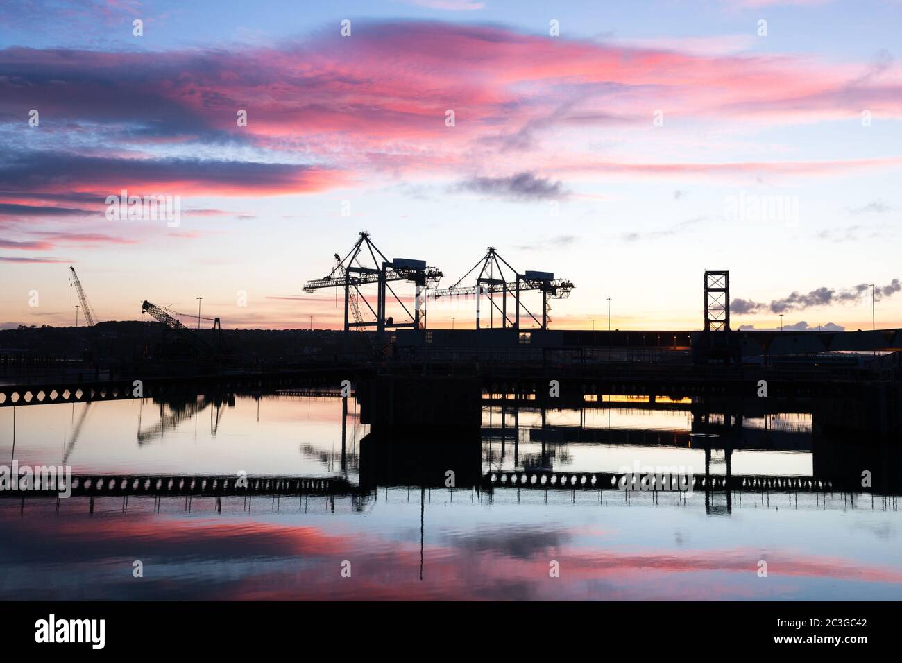 Ringaskiddy, Cork, Ireland. 20th June, 2020. Dawn breaks over a section ...
