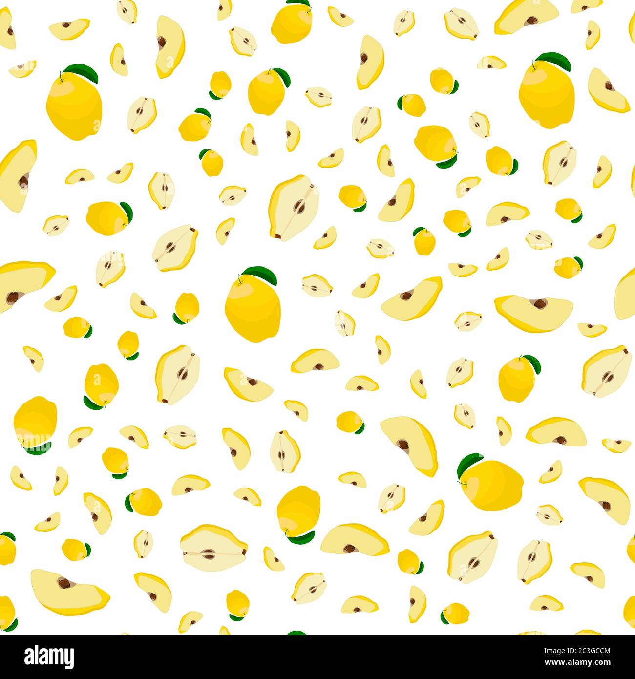 Illustration on theme big colored seamless quince, bright fruit pattern ...