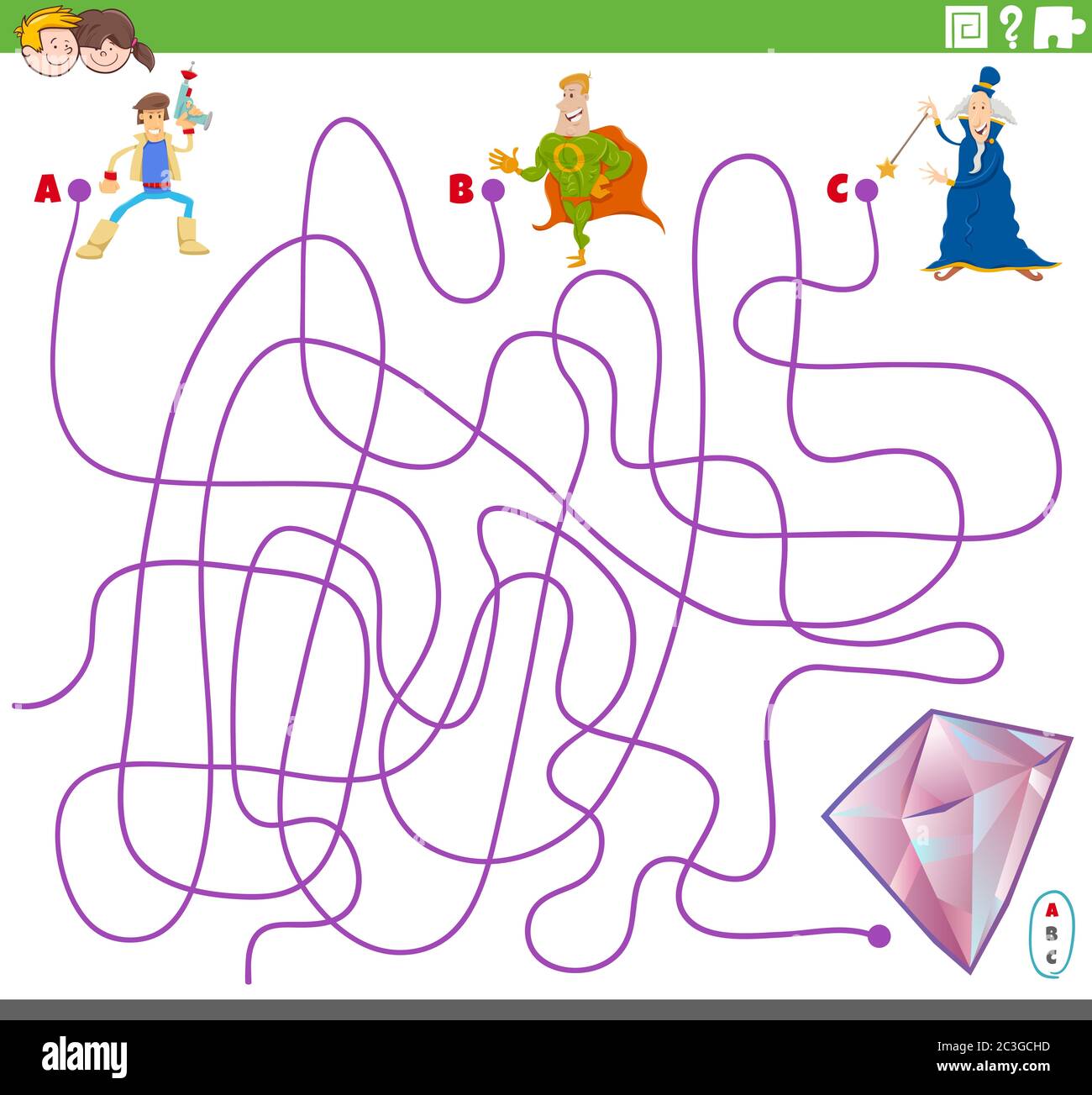 educational maze game with fantasy characters Stock Photo - Alamy