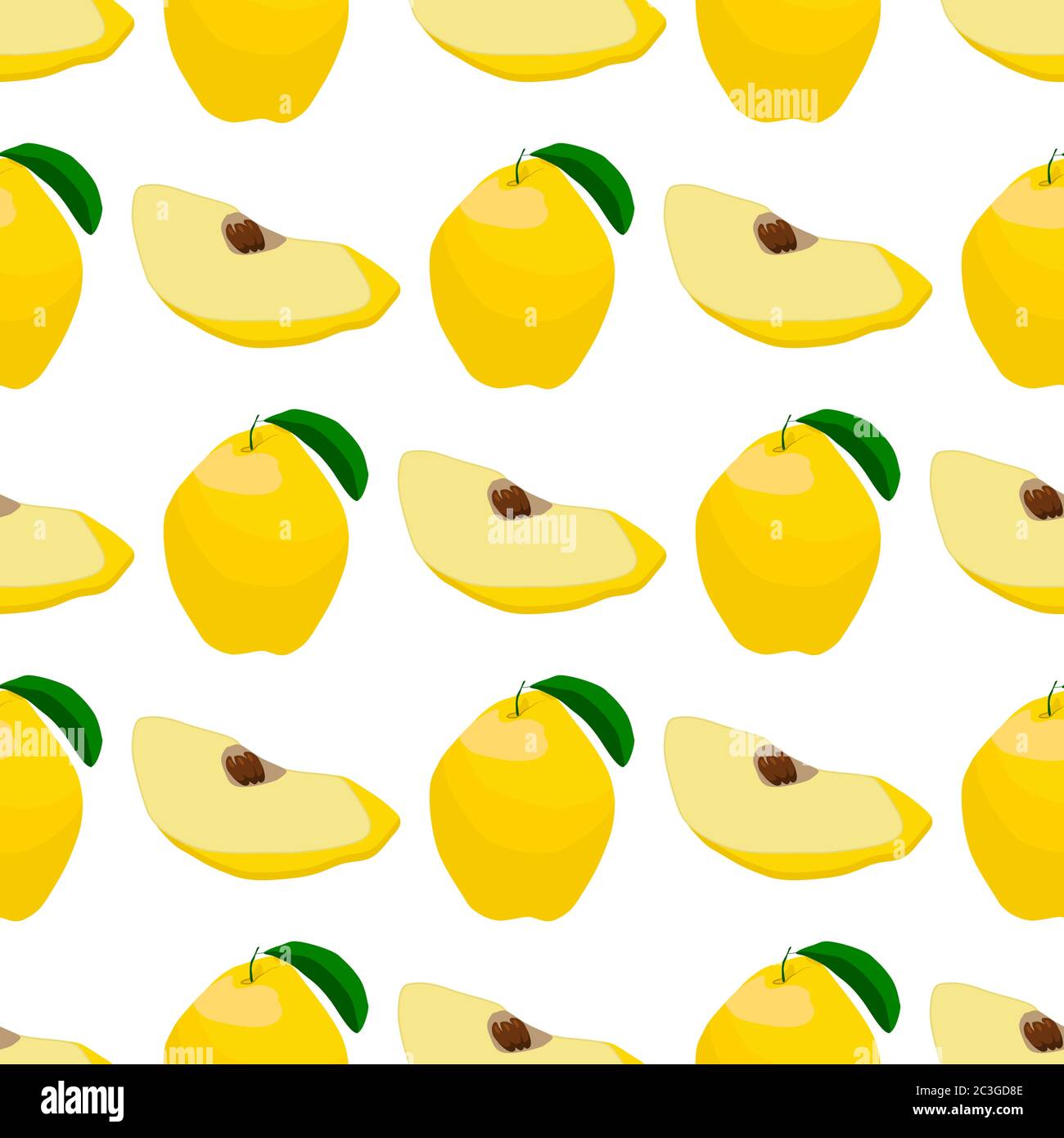 Illustration on theme big colored seamless quince, bright fruit pattern ...