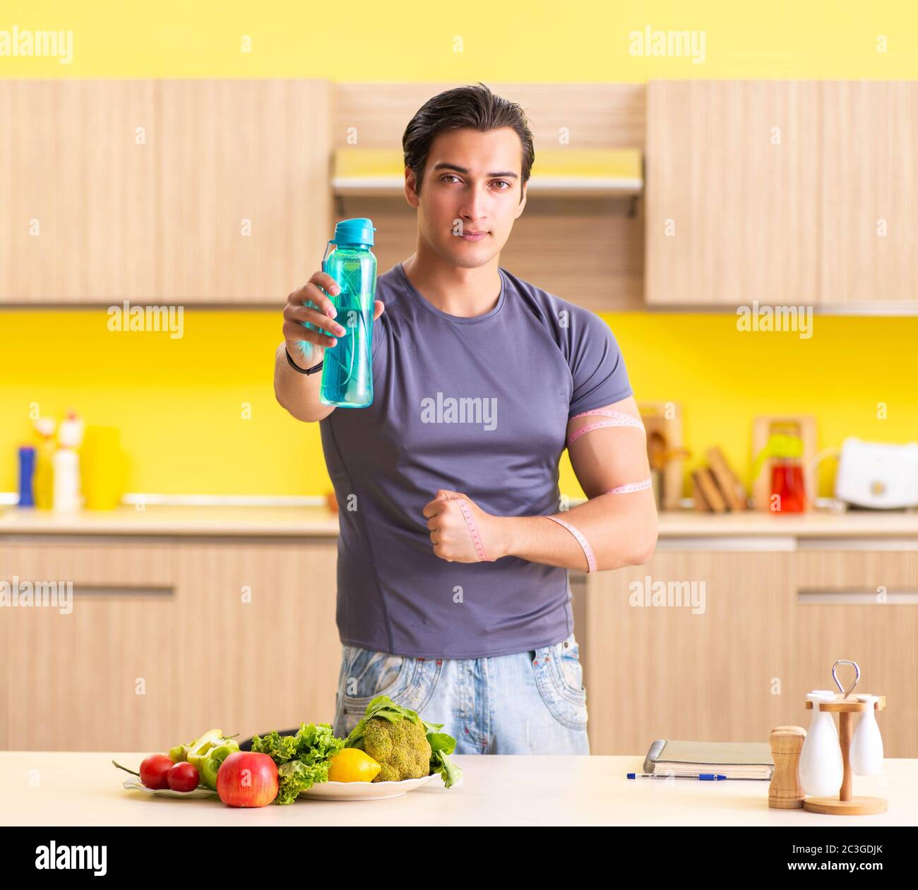 Young man in dieting and healthy eating concept Stock Photo - Alamy
