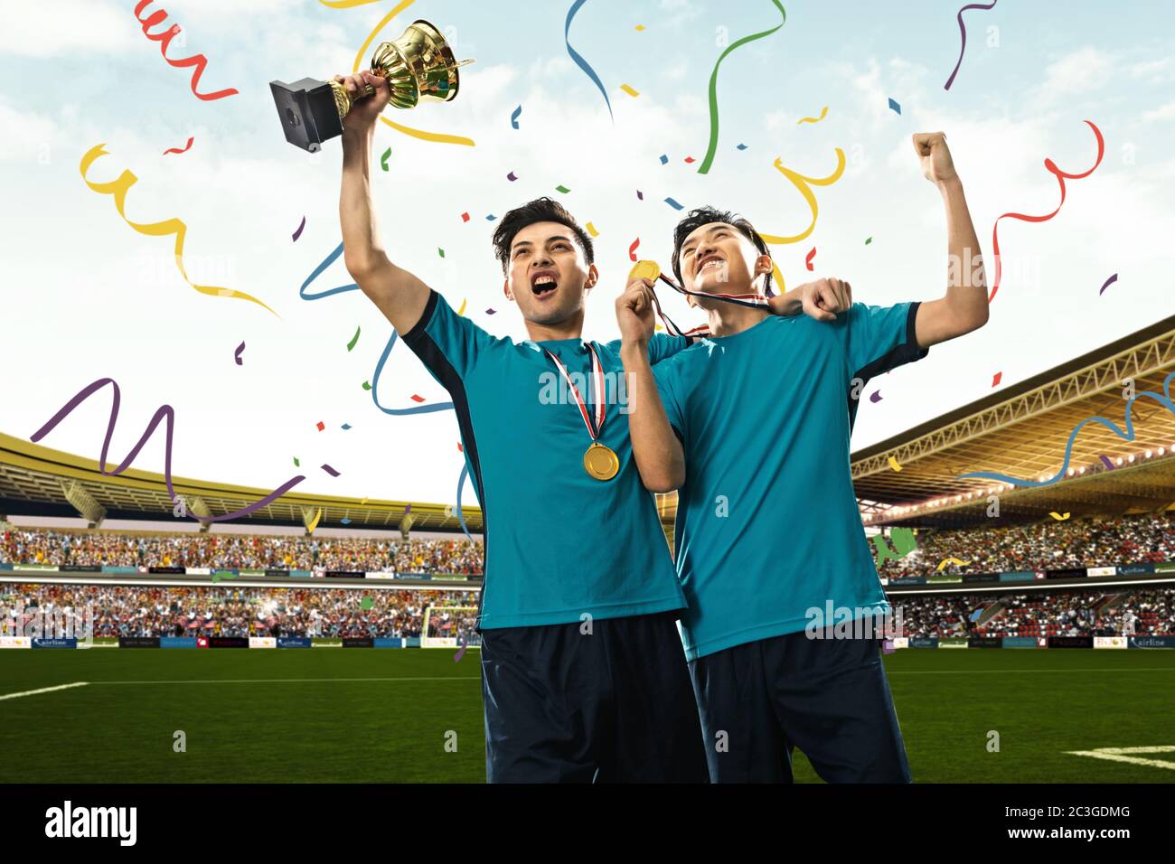 Football player award in joy Stock Photo - Alamy