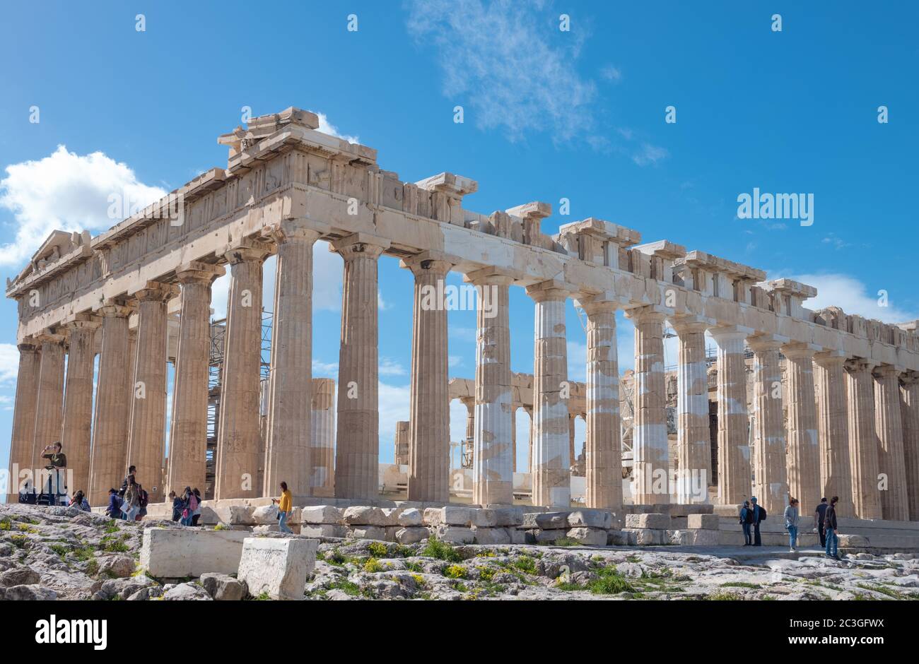 Athens, Greece - March 14, 2018: Acropolis of Athens, tourists walking ...