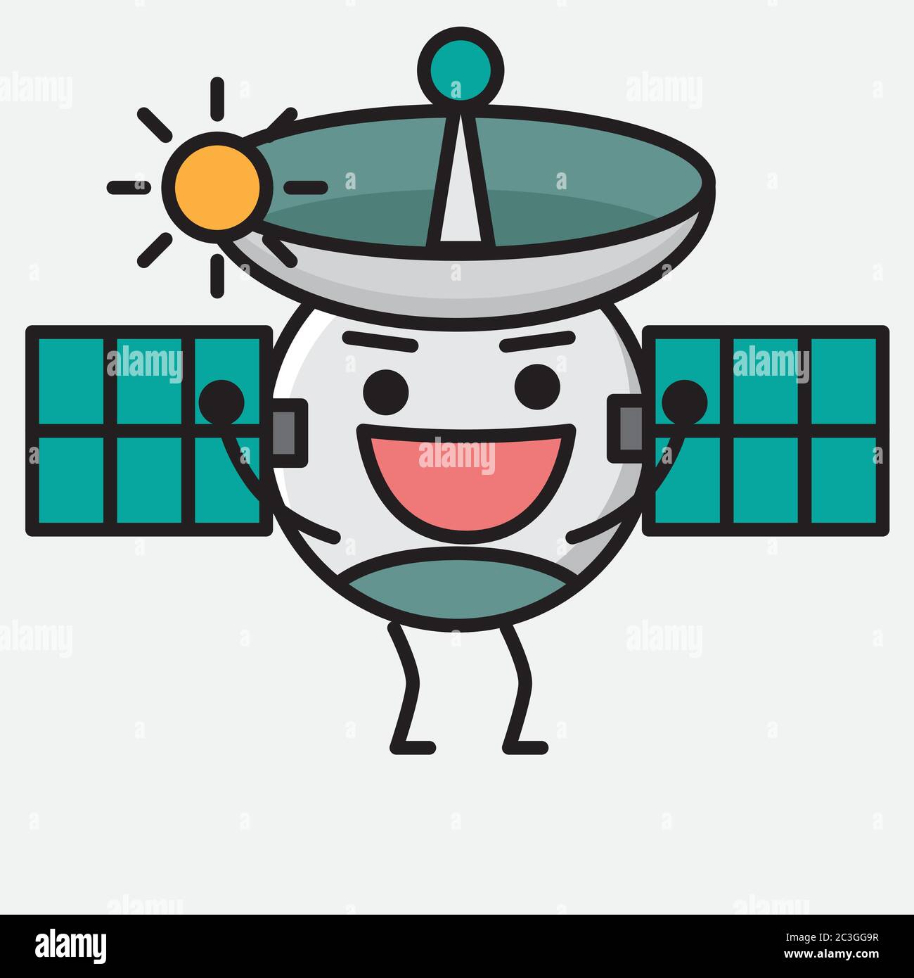 An illustration of Cute Satellite Antenna Mascot Vector Character in ...