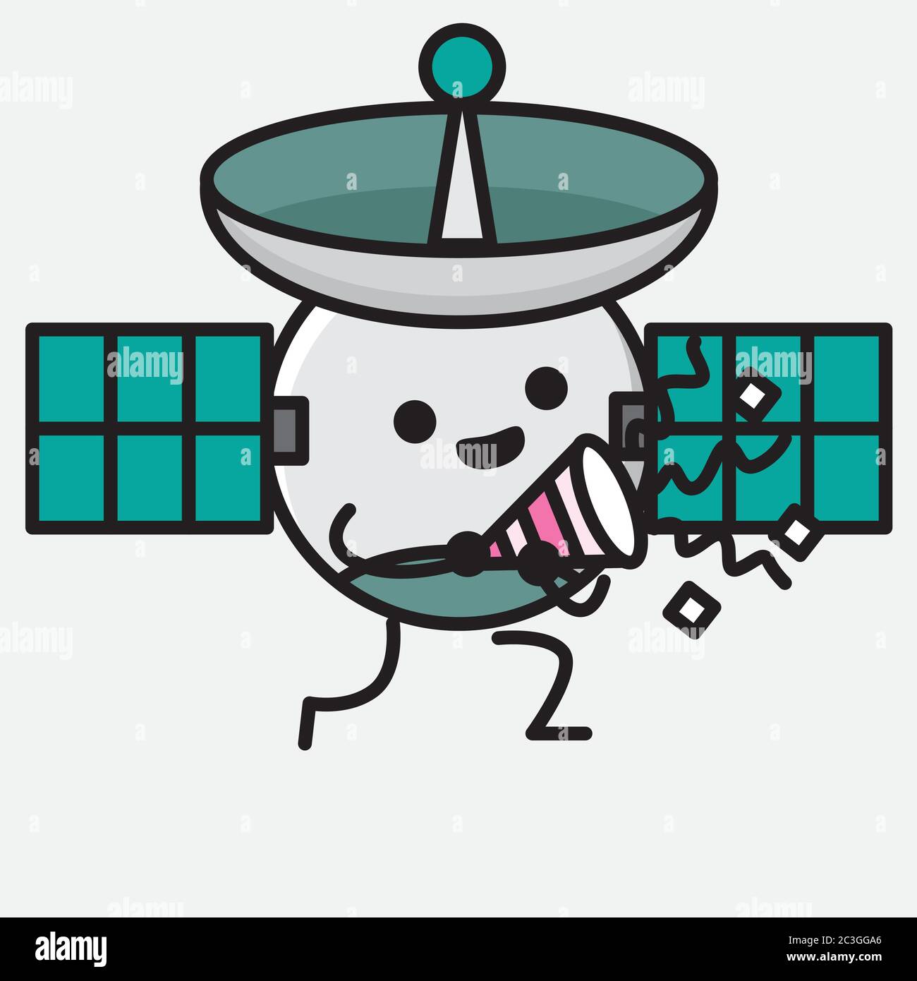 An illustration of Cute Satellite Antenna Mascot Vector Character in ...