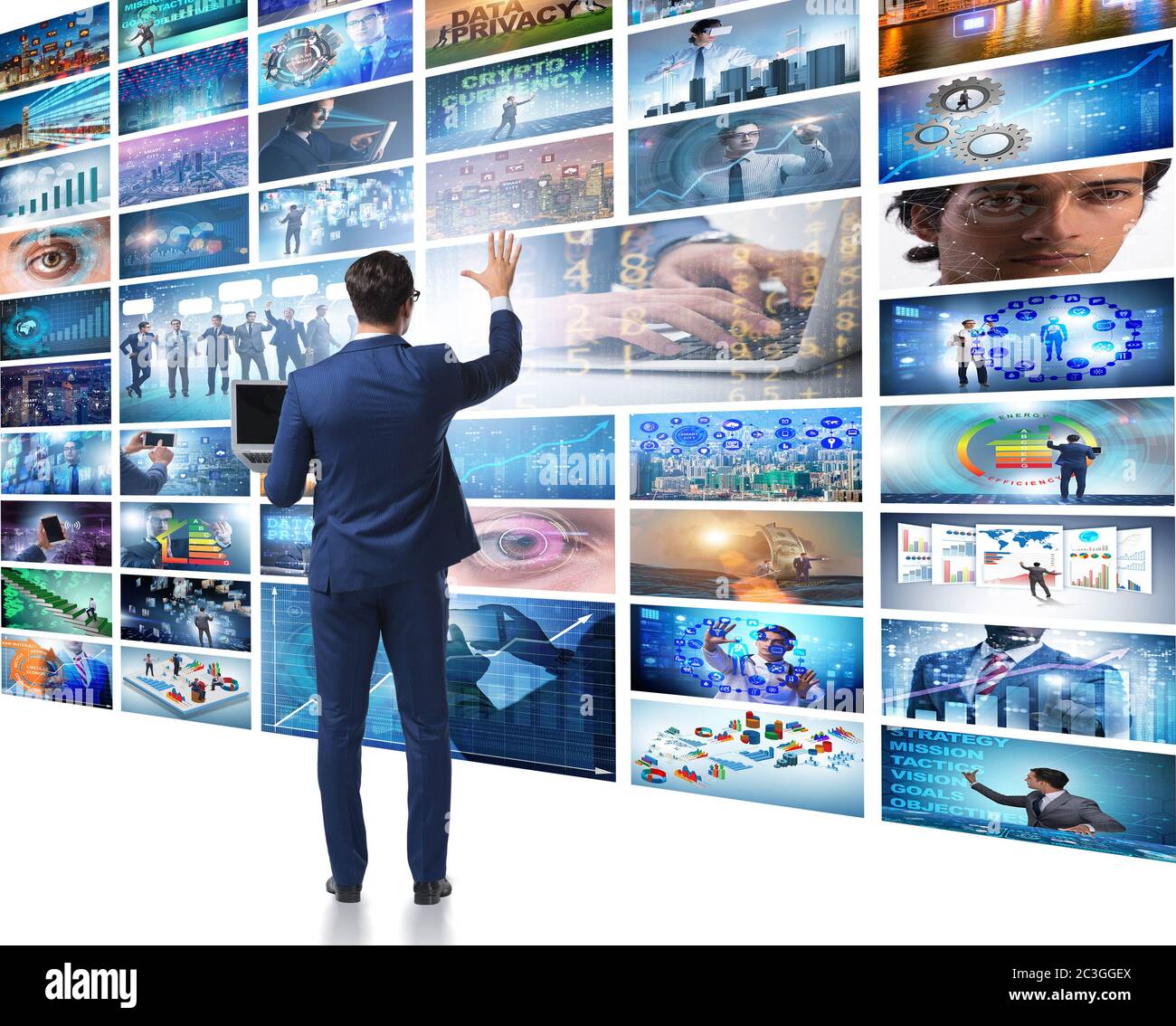 Collage of photos with businessman Stock Photo - Alamy