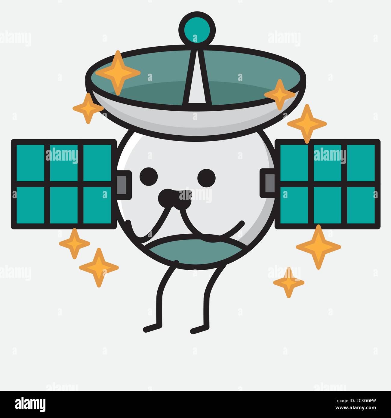 An illustration of Cute Satellite Antenna Mascot Vector Character in ...