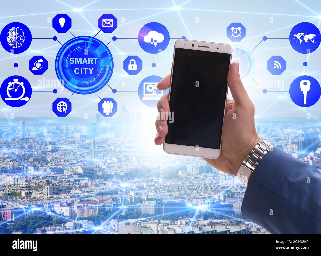 Smart city in innovation concept Stock Photo - Alamy