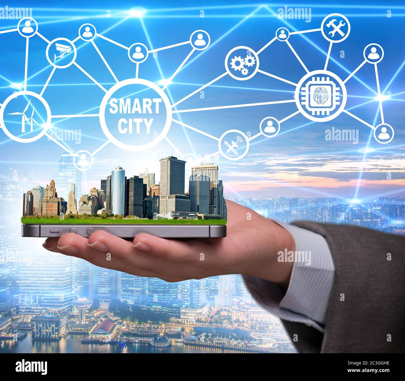 Smart city in innovation concept Stock Photo - Alamy