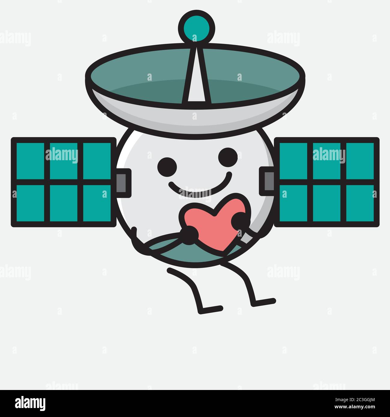 An illustration of Cute Satellite Antenna Mascot Vector Character in ...