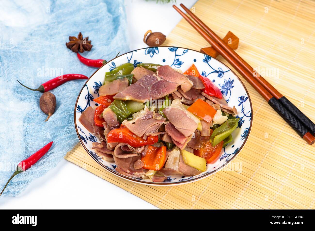 Green pepper old ham Stock Photo - Alamy