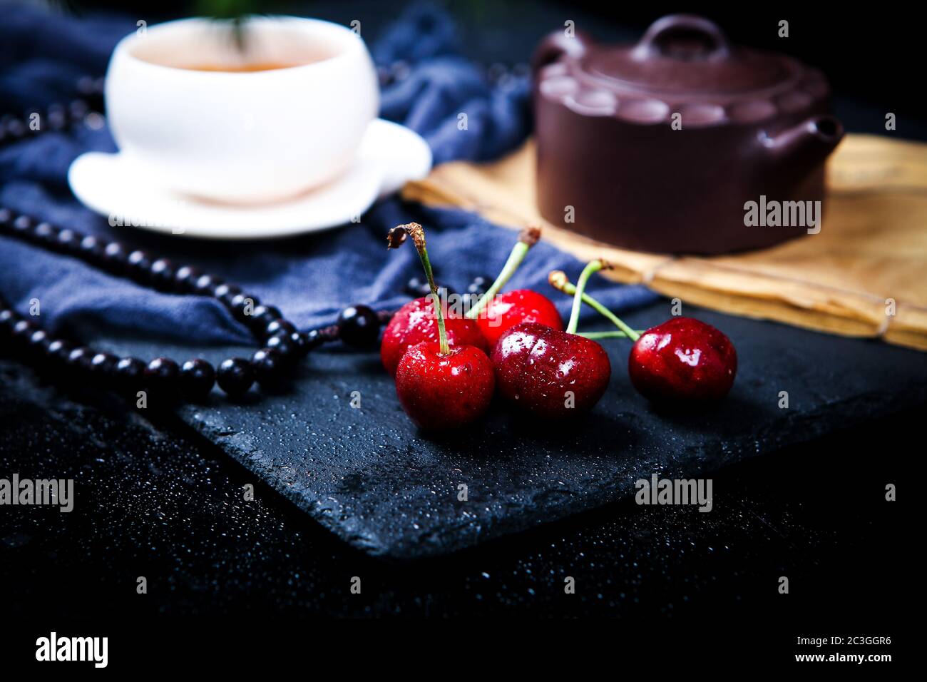 Cherry hot drinks delicious afternoon tea Stock Photo - Alamy